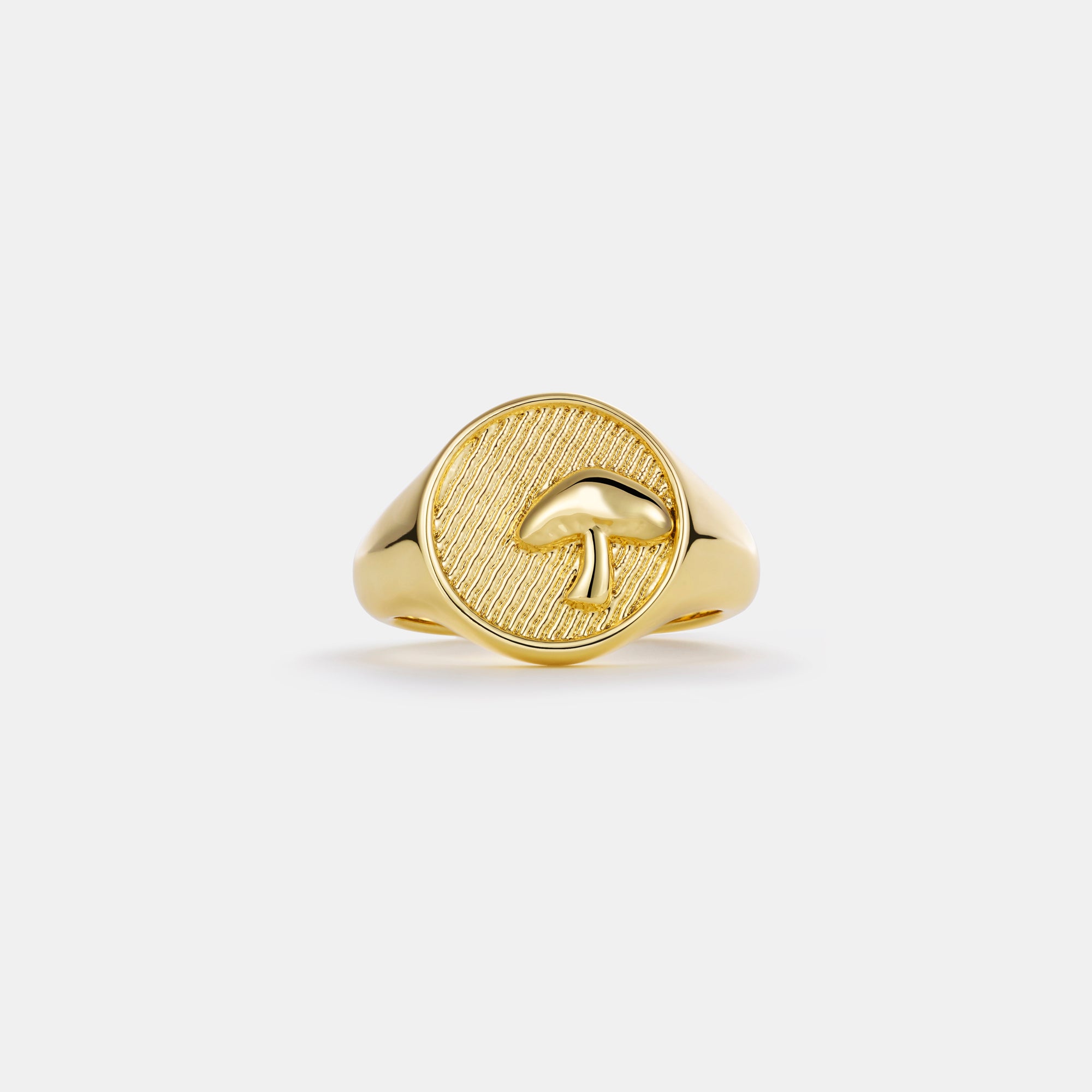 Large Mushroom Signet Ring In Gold Vermeil